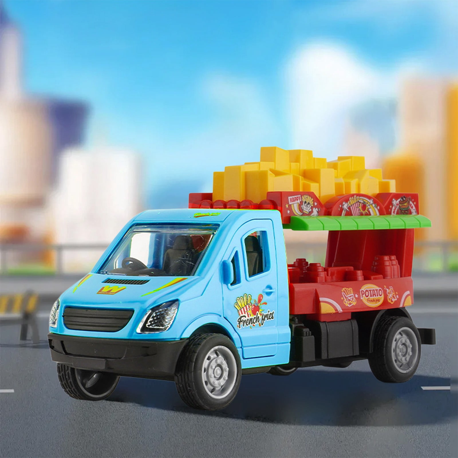 Qhnvtd Inertial Food Truck Toy Car, French Fries and Hamburger Design ...