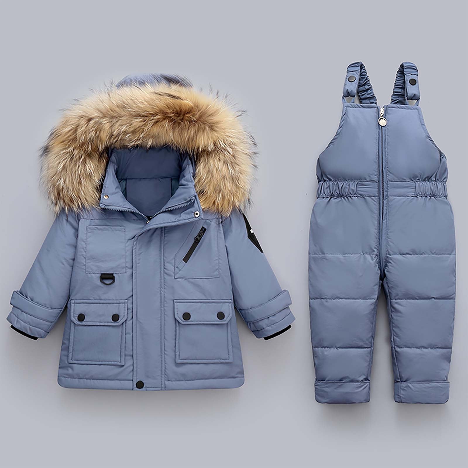 Qhnvtd Toddler Baby Boy Girl Winter Snow Suit 2-Piece Snowsuit Set Hooded Puffer Down Jacket ...