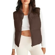 Women's Winter Warm Crop Vest Zipper Up Lightweight Sleeveless ...