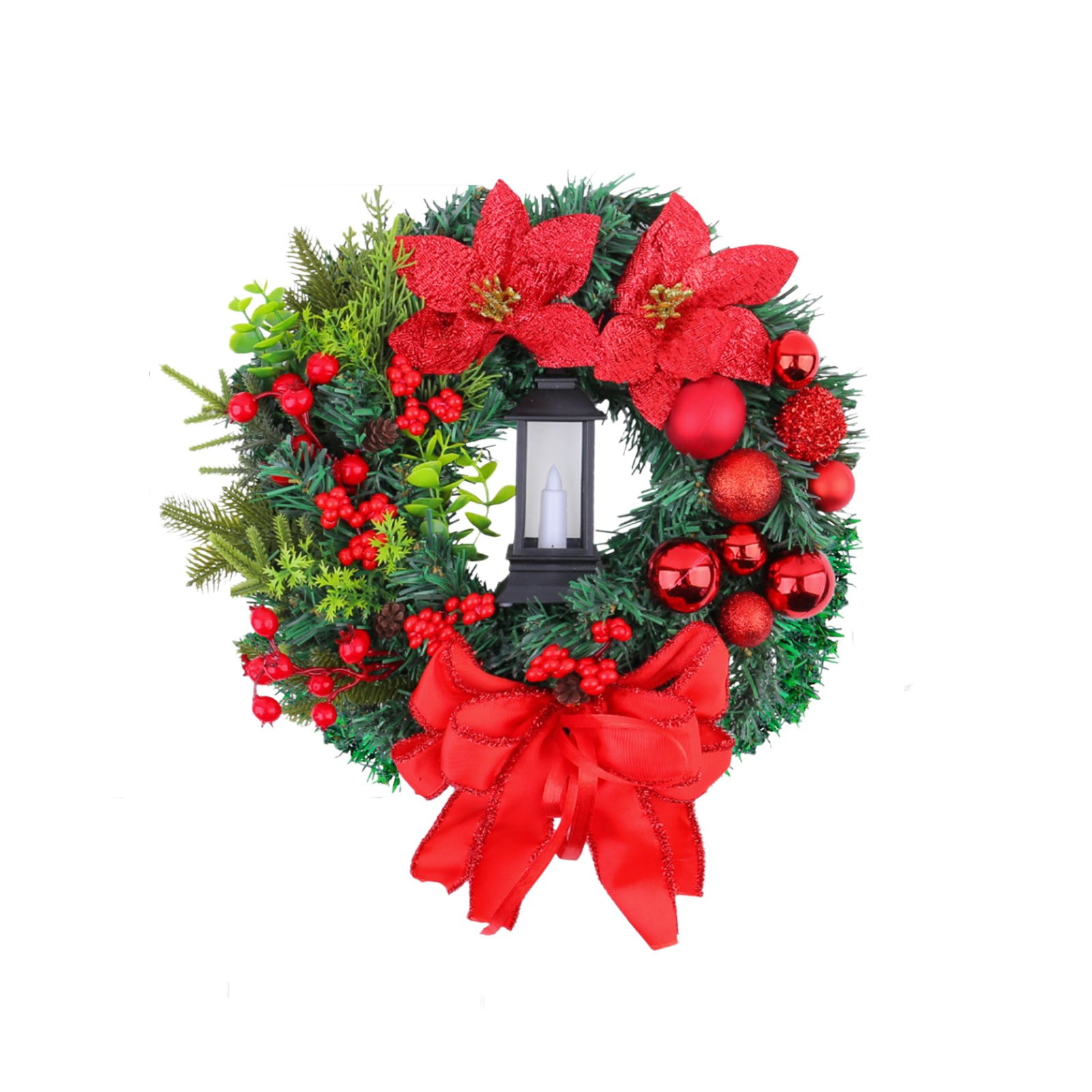 Qholemyo 30cm LED Christmas Wreath - Christmas Door Wreath with LED ...