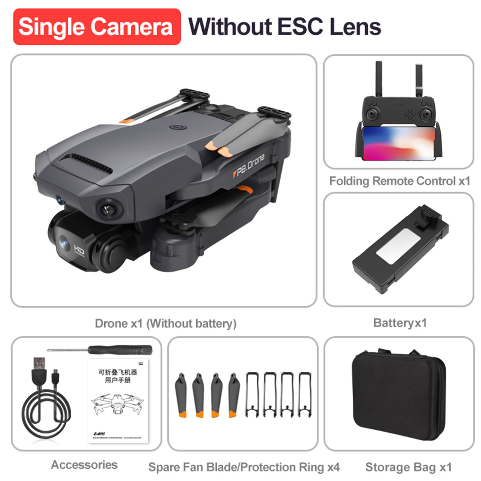 Qholemyo 4K Drone With Camera Brushless Motor Foldable Quadcopter For ...