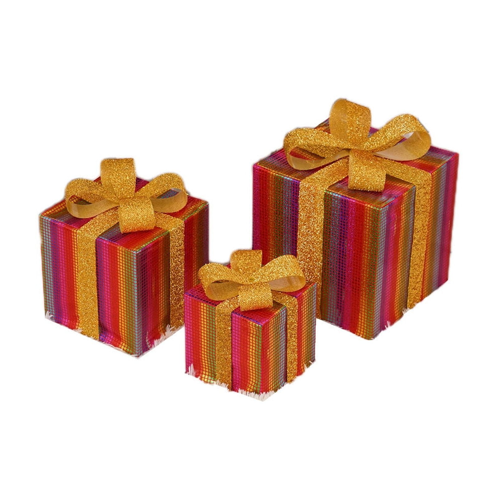 Qholemyo Christmas Light Box Remote Control Set Of 3 LED Gift Box ...