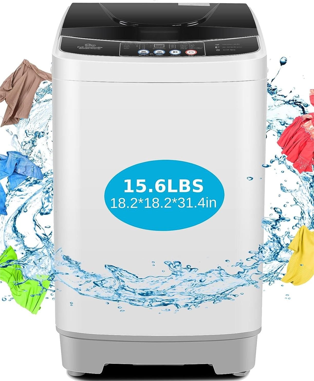 Qhomic 2.1 Cu.ft Portable Washer, 15.6lbs, Top Load, LED Display ...