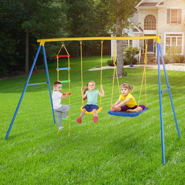 Qhomic 3-in-1 Swing Set for Kids, 440LBS Heavy Duty Frame Swing Set ... Qhomic 3-in-1 Swing Set for Kids, 440LBS Heavy Duty Frame Swing Set ...