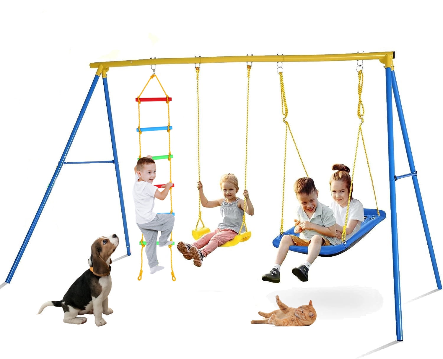Qhomic 3-in-1 Swing Set for Kids, 440LBS Heavy Duty Frame Swing Set ... Qhomic 3-in-1 Swing Set for Kids, 440LBS Heavy Duty Frame Swing Set ...