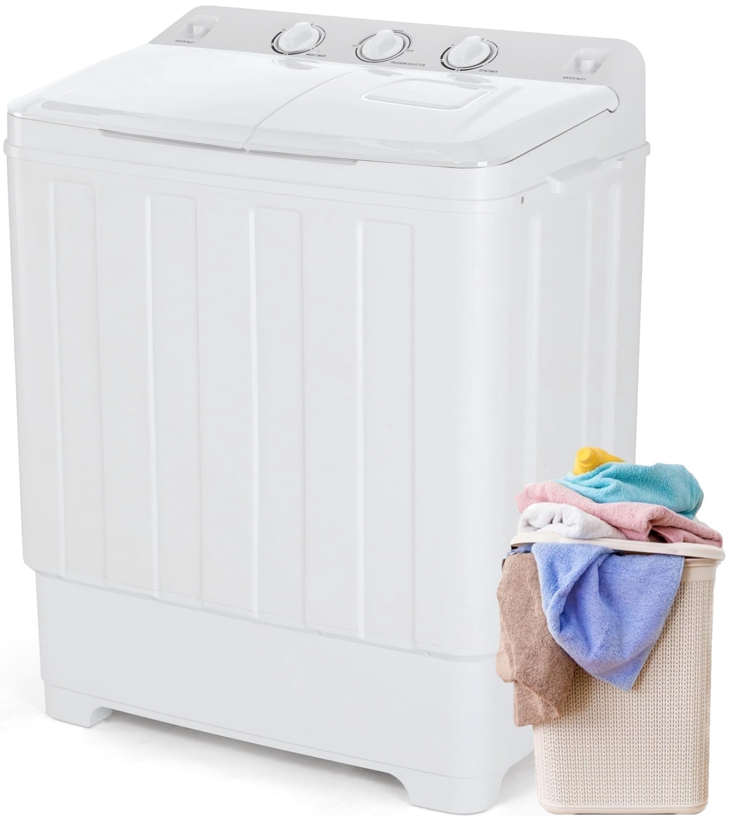 Qhomic Portable Mini Twin Tub Washer, 16lbs Capacity, Indoor Utility ...