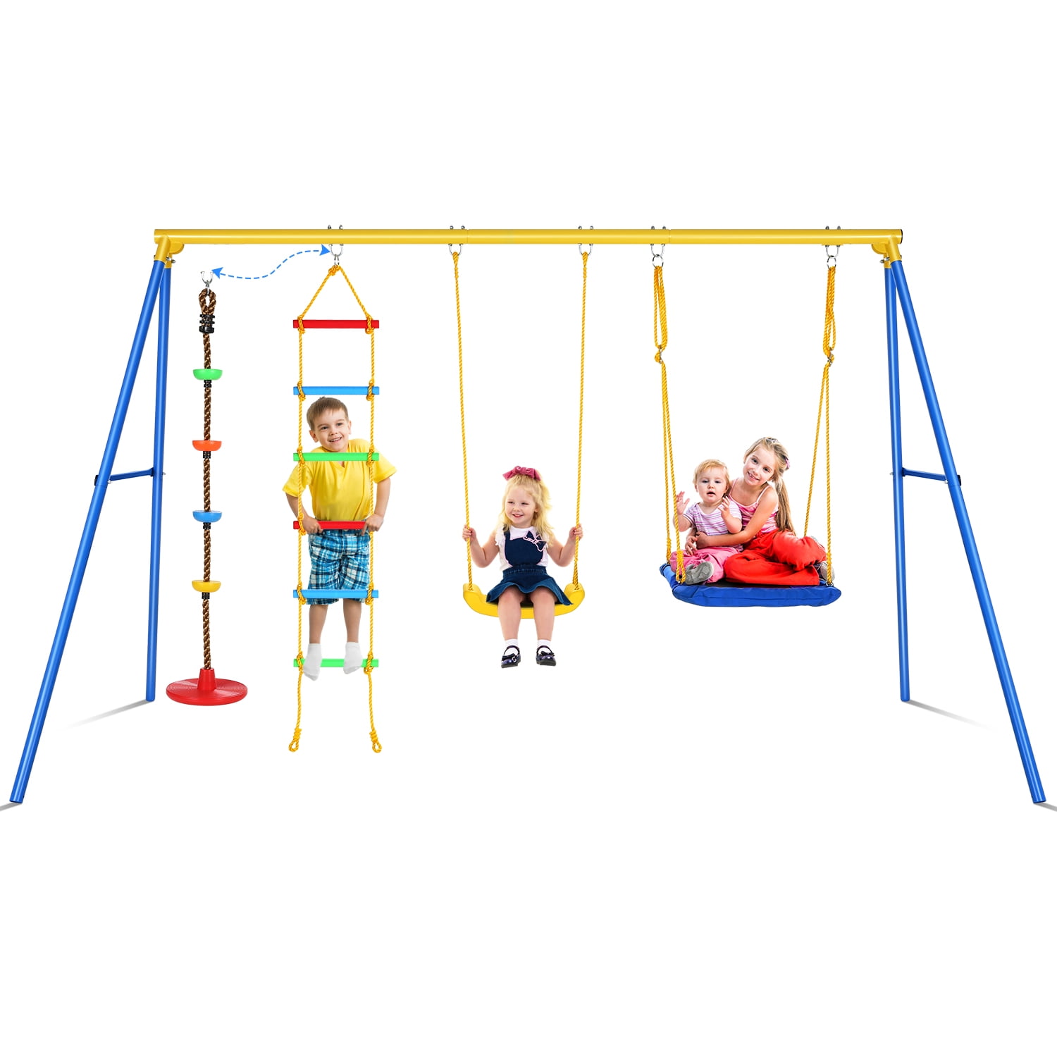 SANOPY 440lb 4-in-1 Swing Set, Heavy-Duty Metal Swing Frame, Adjustable ...