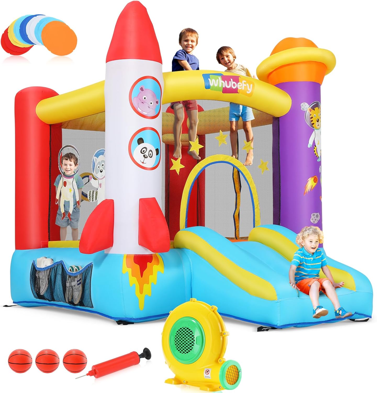 Zimtown Kids Inflatable Bounce House Rocket Safety Slide Jumper Castle ...