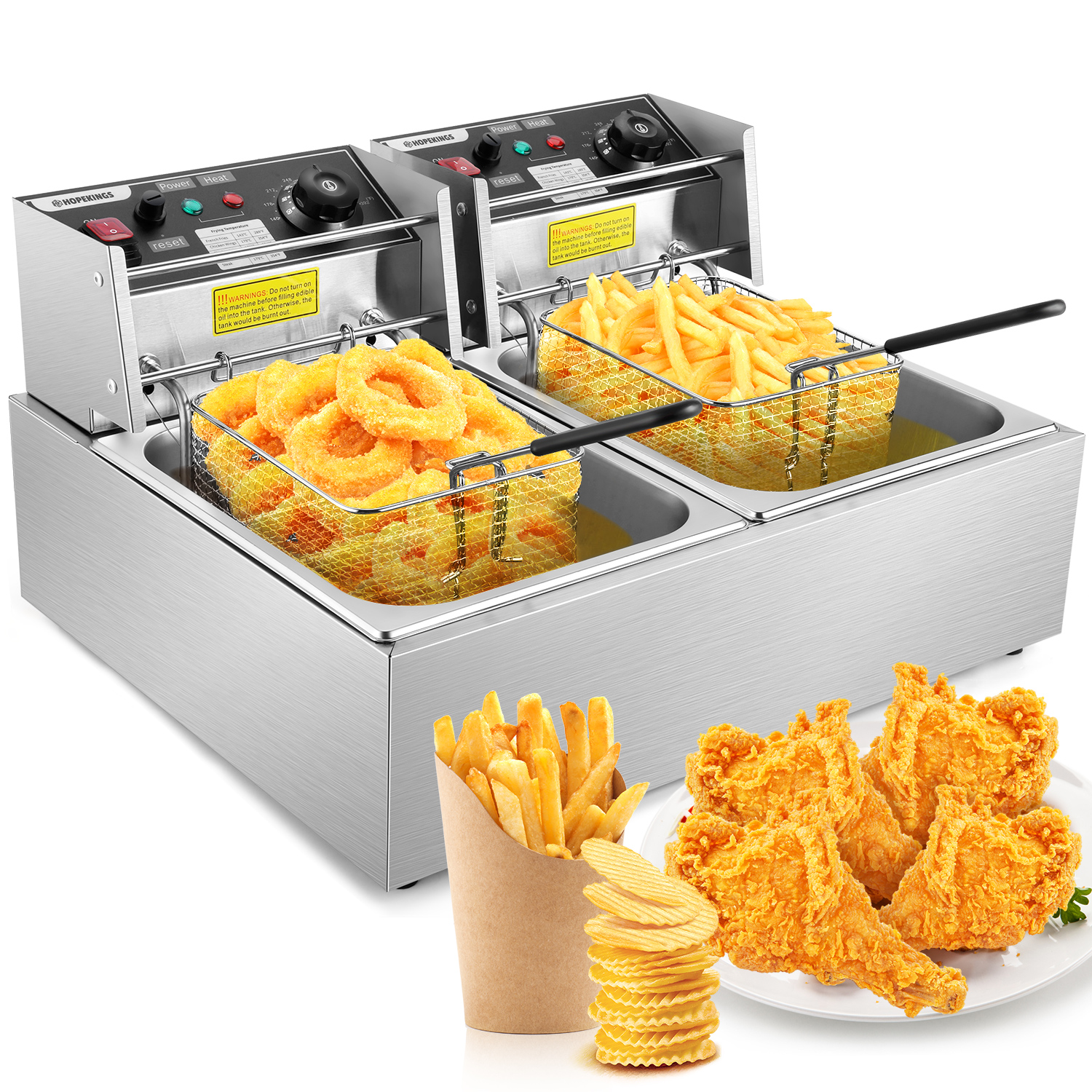 Ktaxon 23.26Qt 5000W Large Commercial/Home Deep Fryer Stainless Steel ...