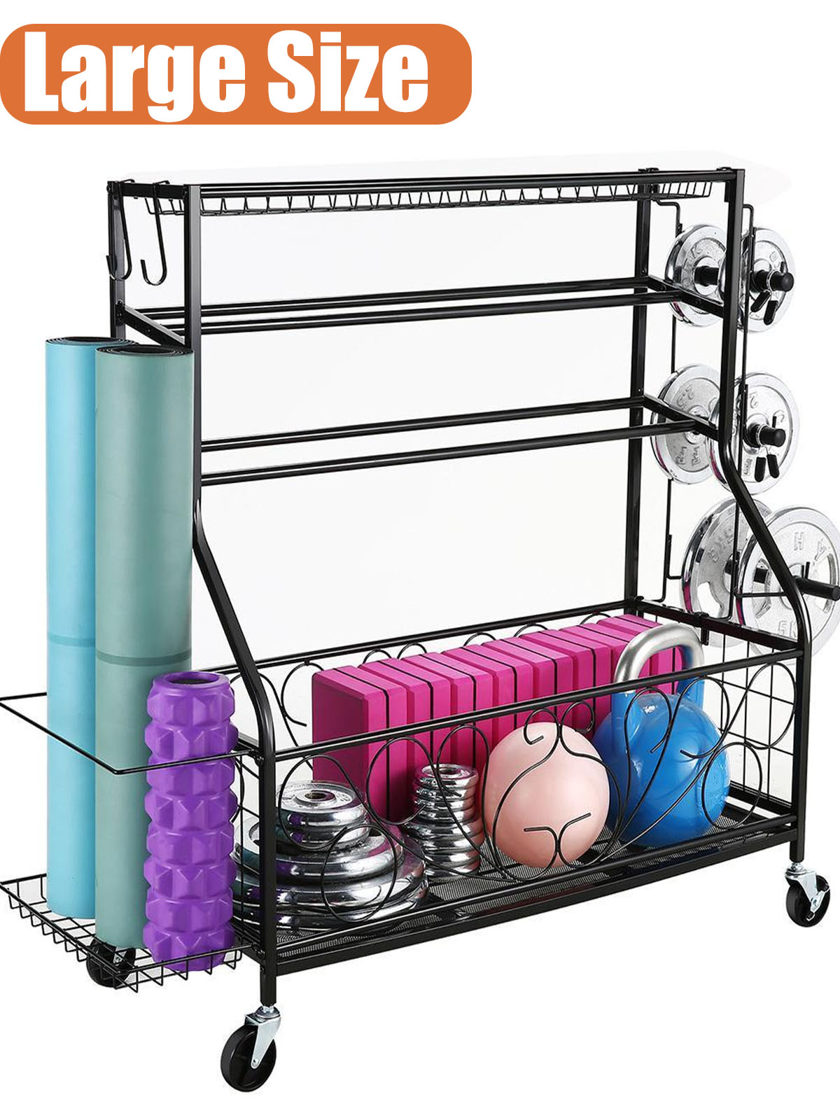 Marcy 3 Tier Metal Steel Home Workout Gym Dumbbell Weight Rack Storage ...