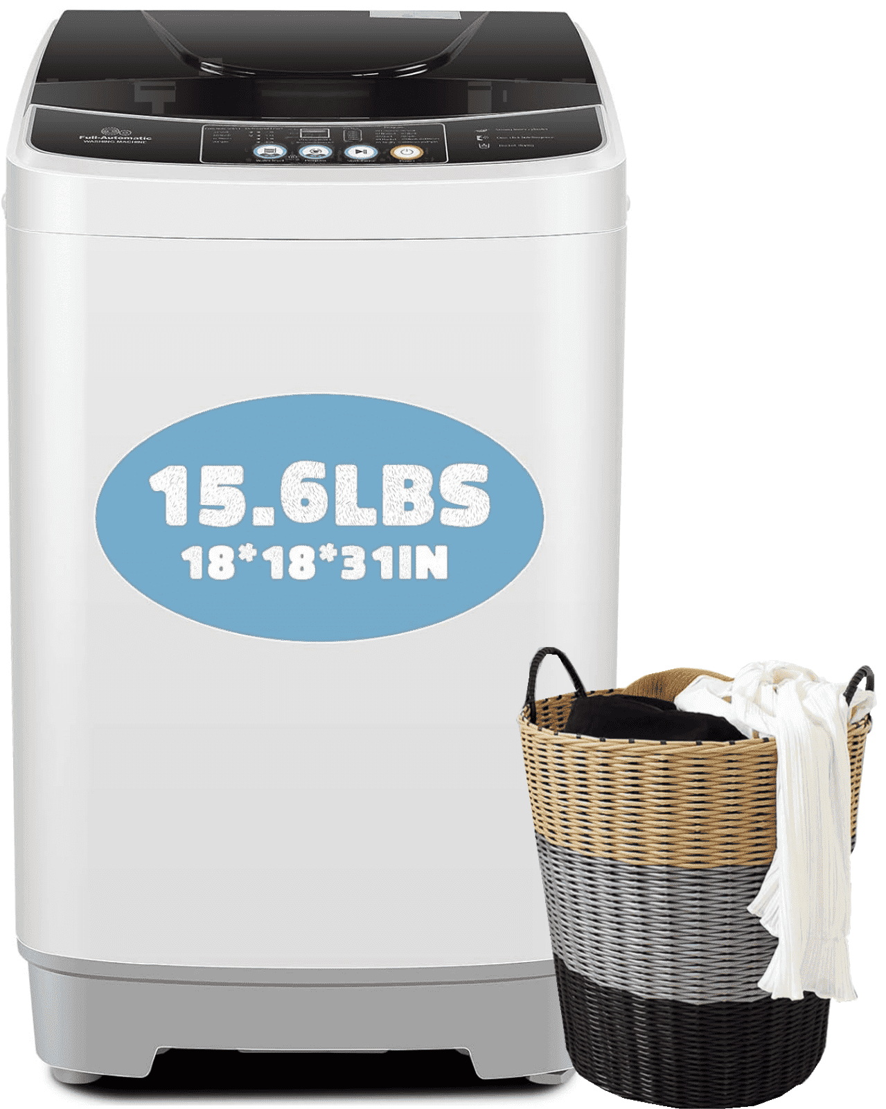 Qhomic Compact Portable Washer, 13.6 lbs, Wash & Spin-Dry Combo, Timer ...