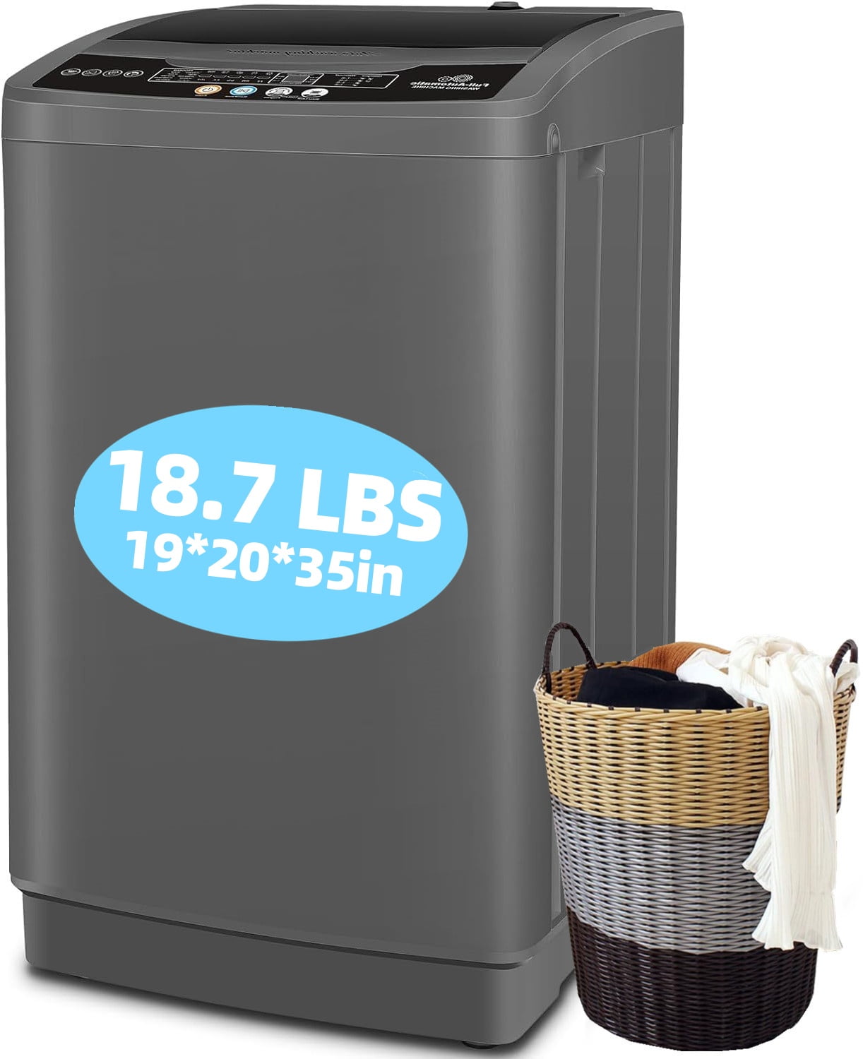 Qhomic Portable Washing Machine, 18.7Lbs Capacity Portable Washer with ...