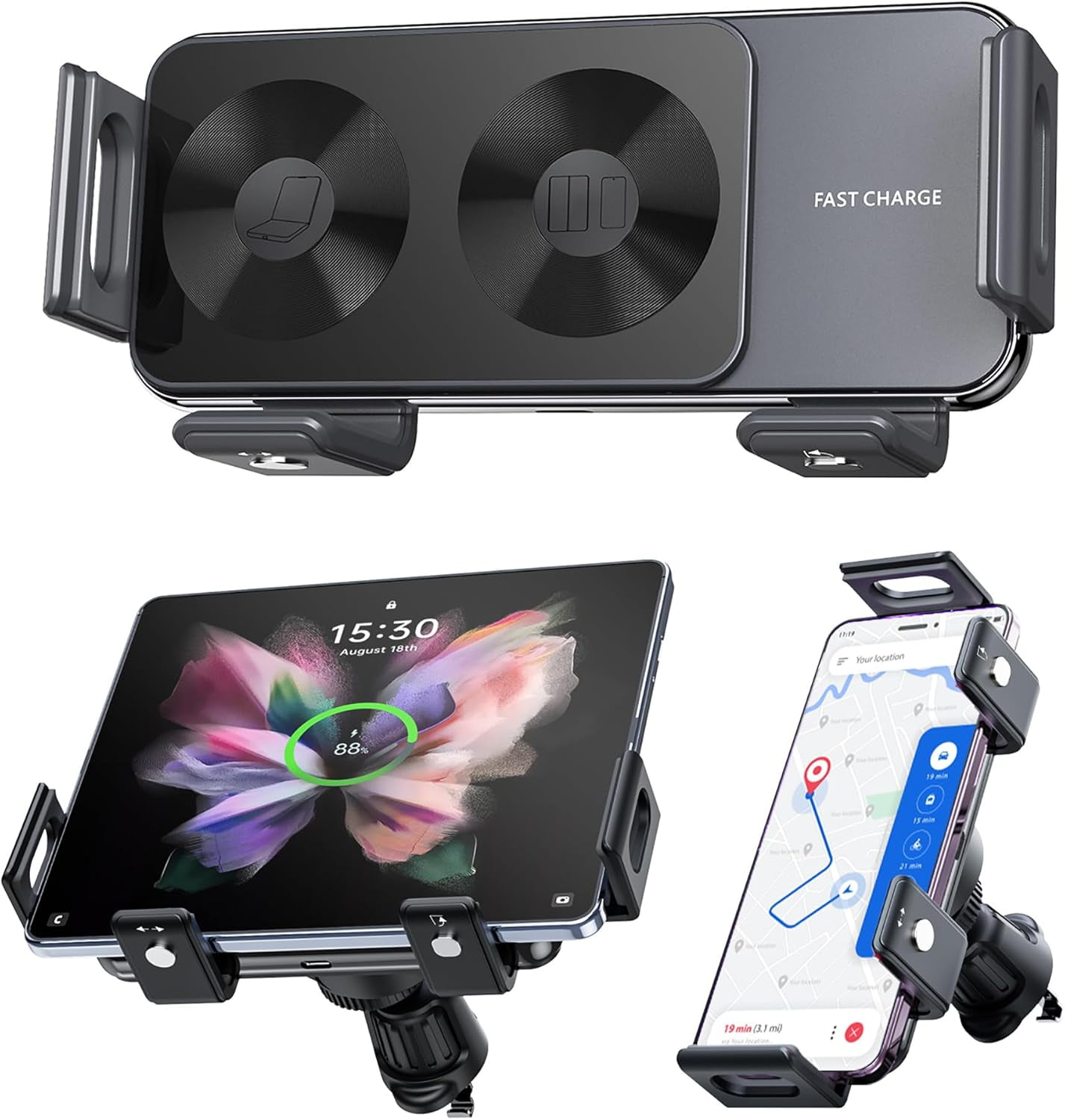 Qi 15W Wireless Car Charger Mount for Samsung Galaxy Z Fold 5, for Vent ...