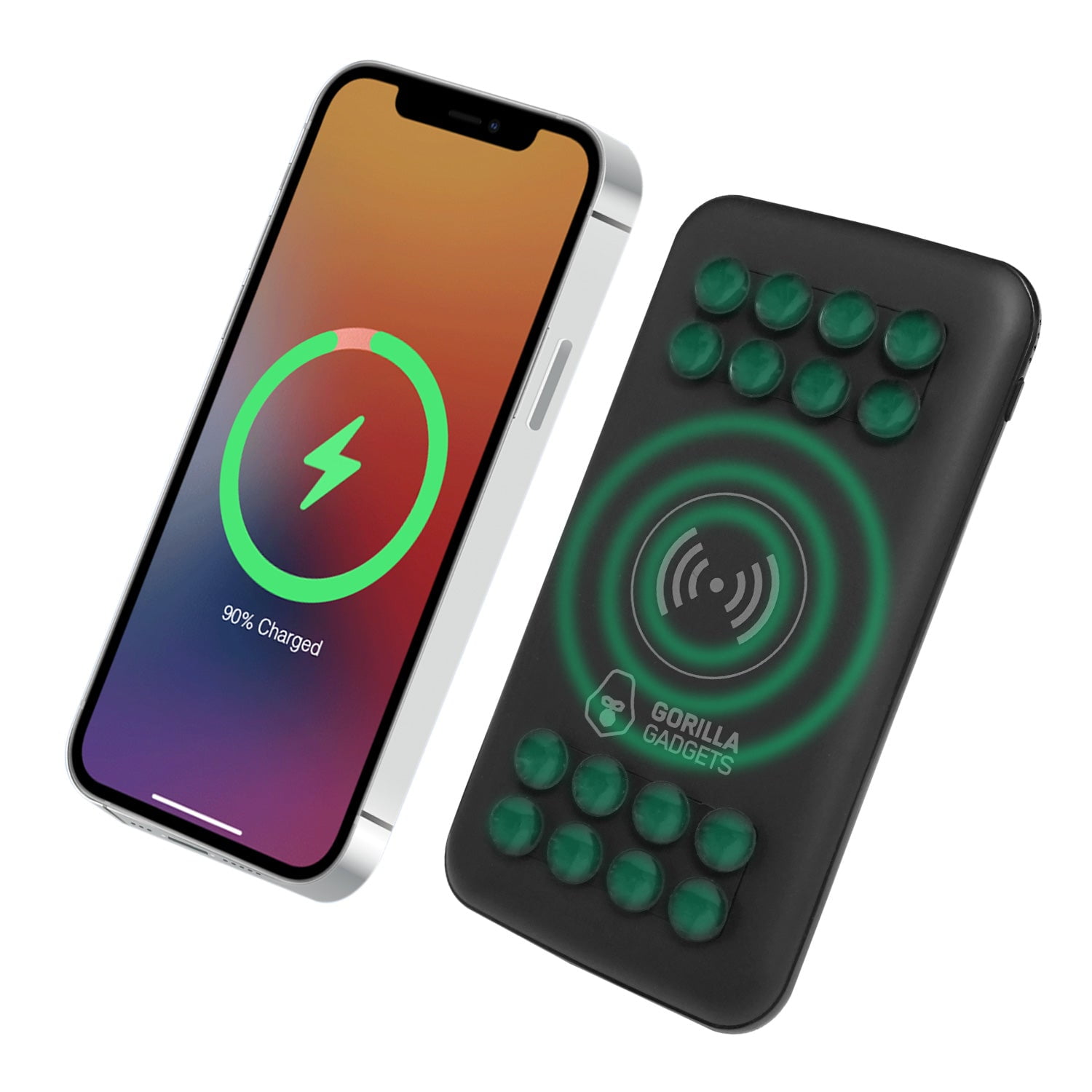 Qi Wireless Portable Charger - Silica Gel Sucker, 3 Cable Ports ...