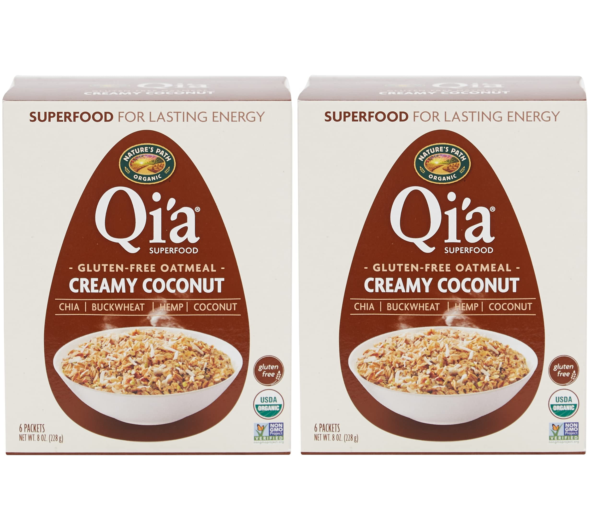 Qi'a Superfood Organic Hot MSF2 Oatmeal - Creamy Coconut - 2 Boxes with ...