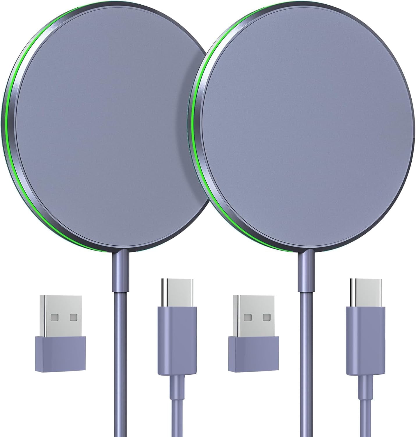 Wtuhu 2pk Magnetic Wireless Charger 15W Mag-Safe for iPhone + AirPods ...