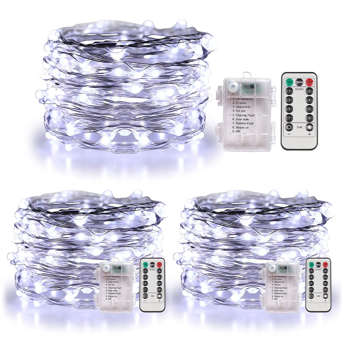 Somnr 3 Set Fairy Lights Battery Operated Christmas String Lights with ...