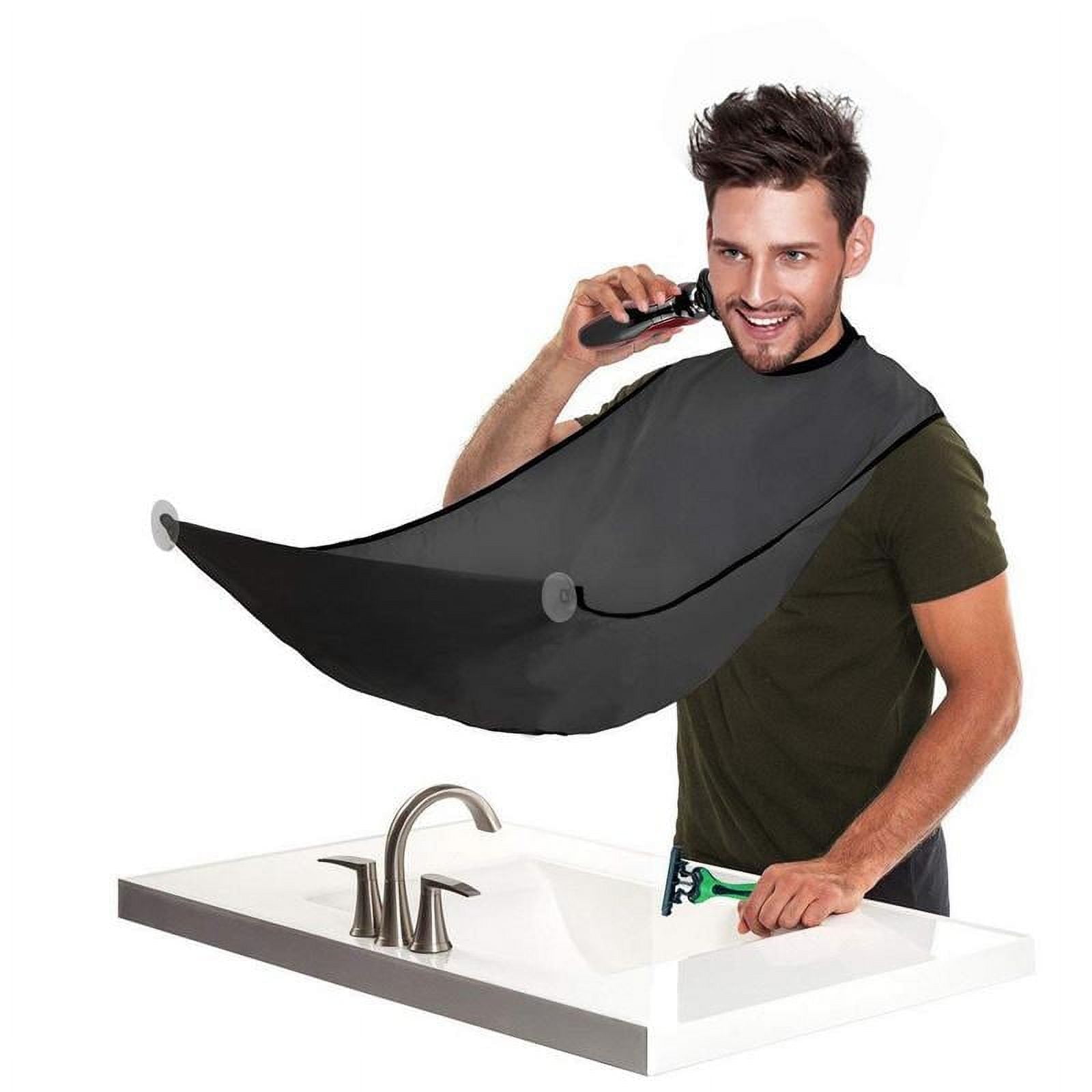 Qishi Beard Catcher Bib Apron, Shaving Cape with Adjustable Neck Straps ...