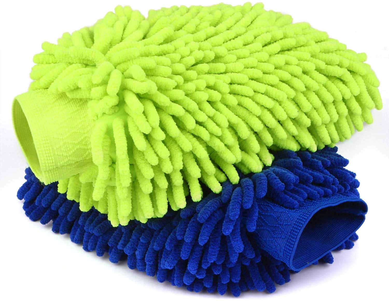 QiShi Car Wash Mitts, 2 pcs Microfiber Chenille Coral Fleece Double ...