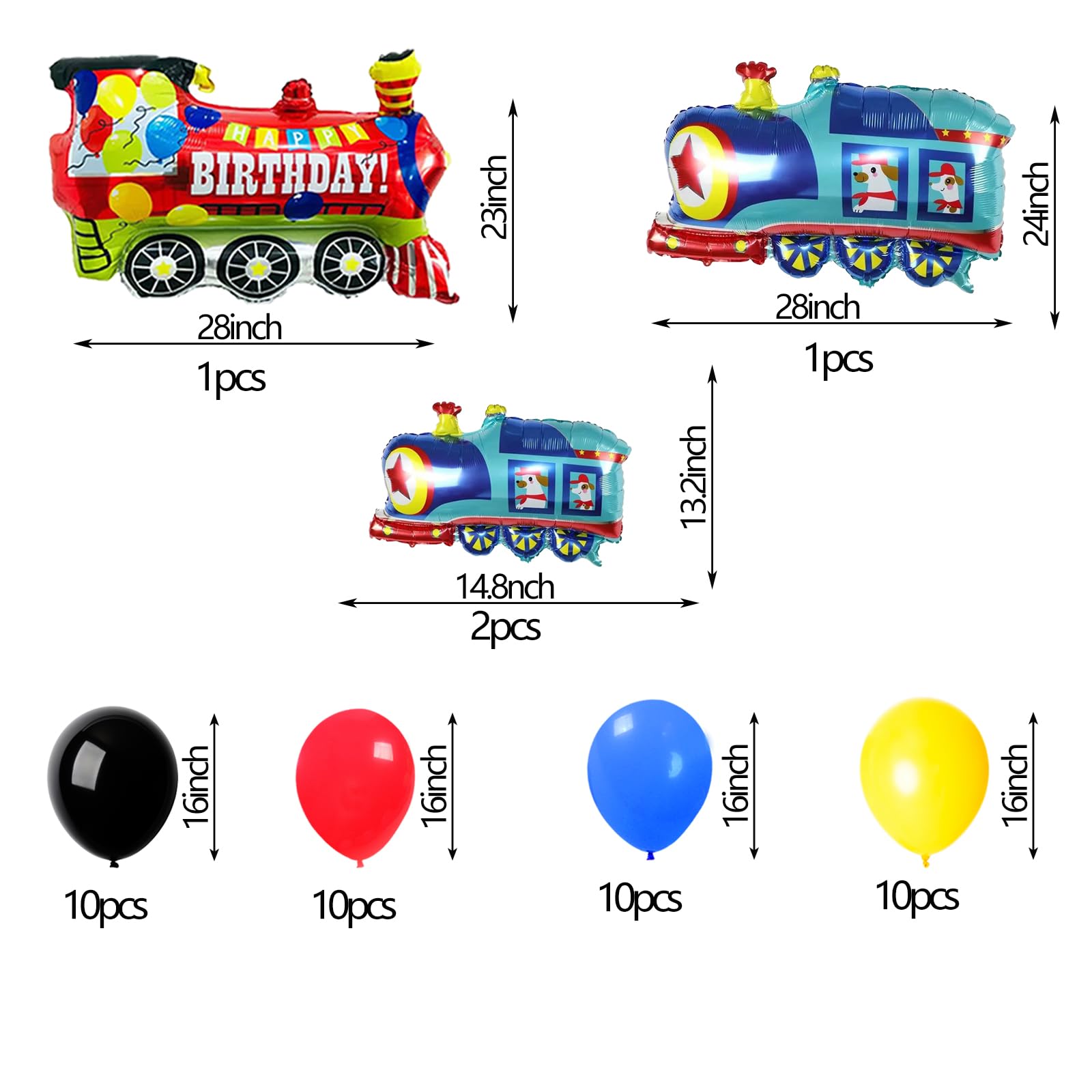 Qiameng Train Birthday AJH3 Decorations Cartoon Train Theme Birthday ...
