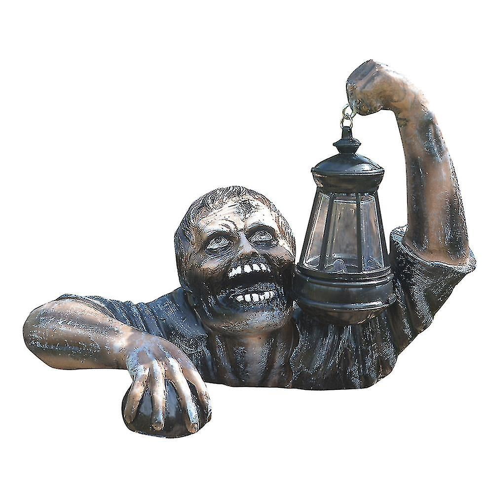Qian Garden Zombie With Lantern Resin Zombie Garden Statues Halloween ...
