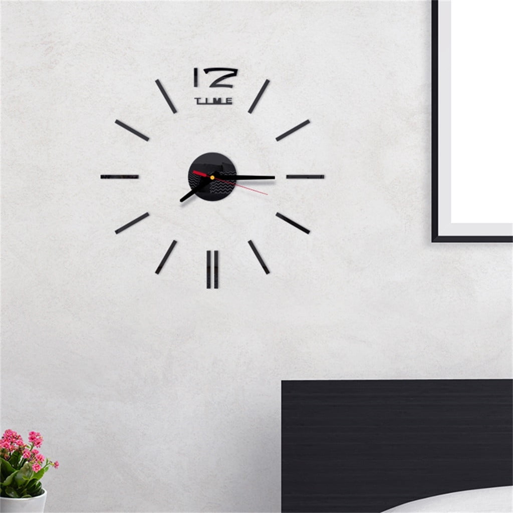 QianYing DIY Acrylic Mirror Wall Sticker Clock, Large Modern Design ...