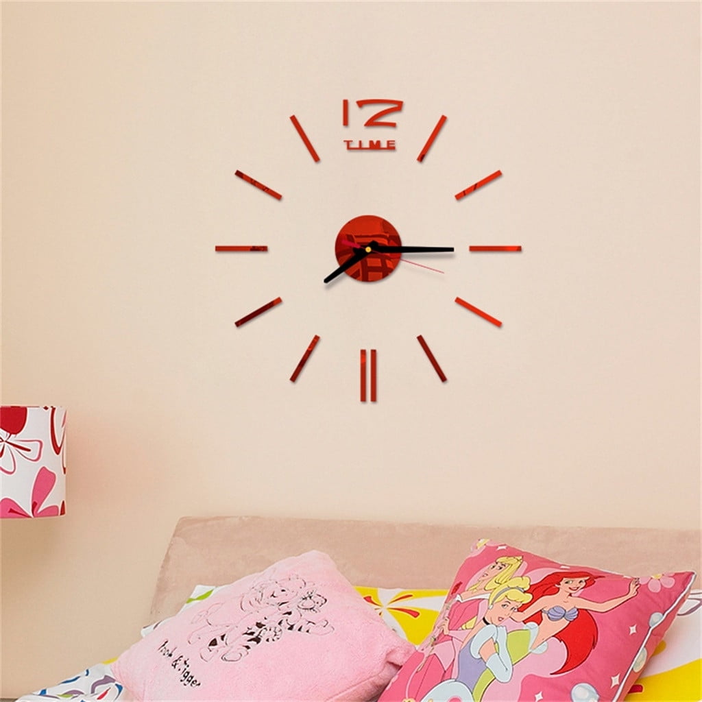 QianYing DIY Acrylic Mirror Wall Sticker Clock, Large Modern Design ...