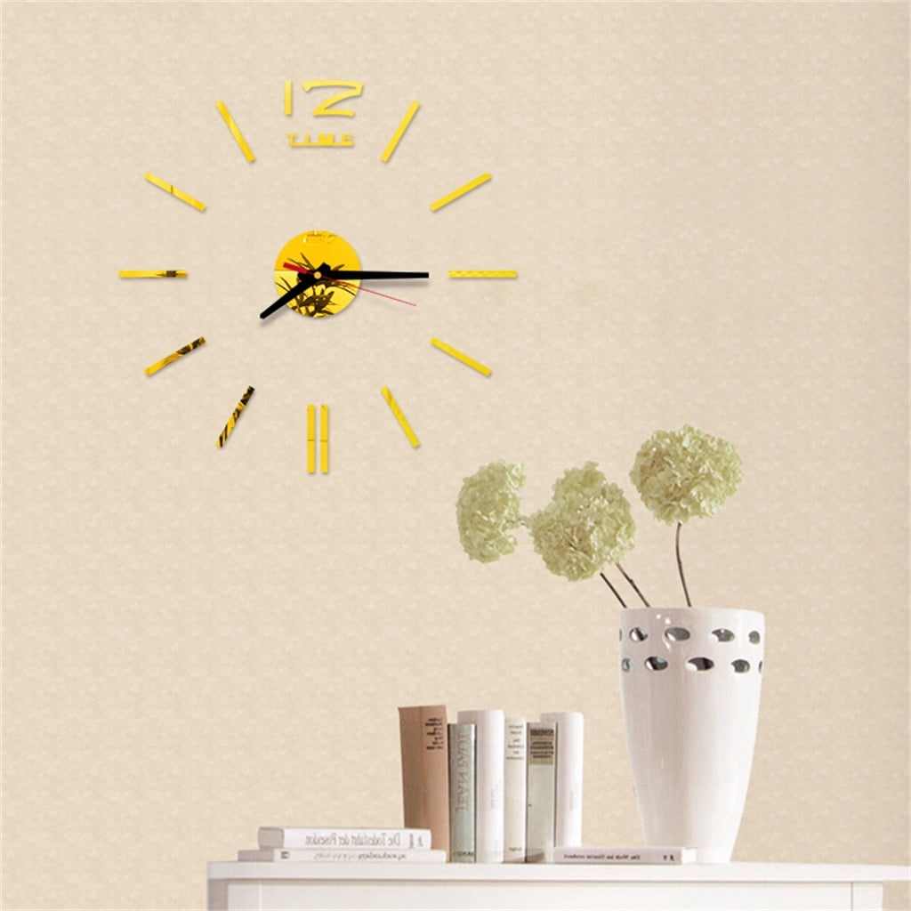 QianYing DIY Acrylic Mirror Wall Sticker Clock, Large Modern Design ...