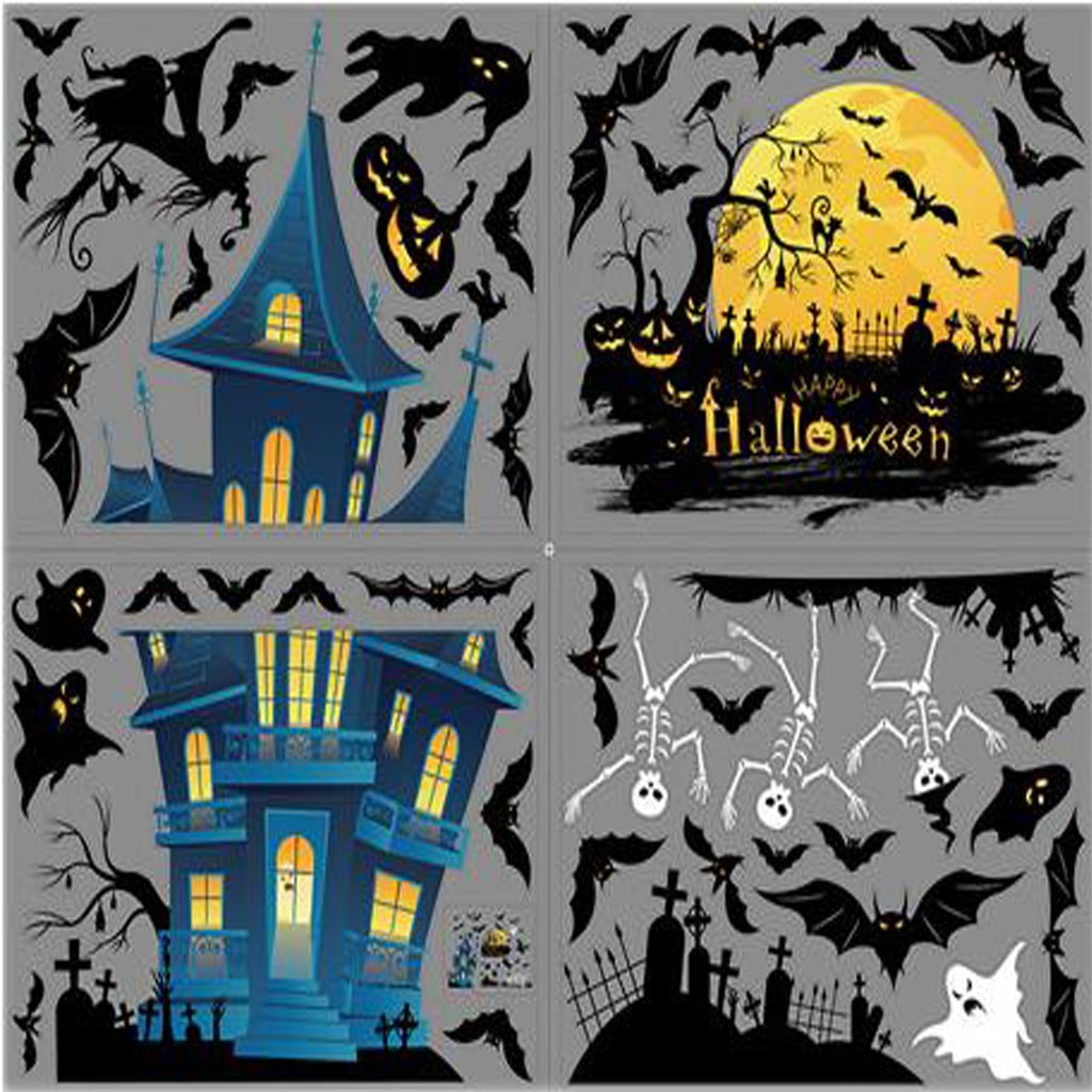 QianYing New Halloween Glass Window Stickers Halloween Decorations On ...