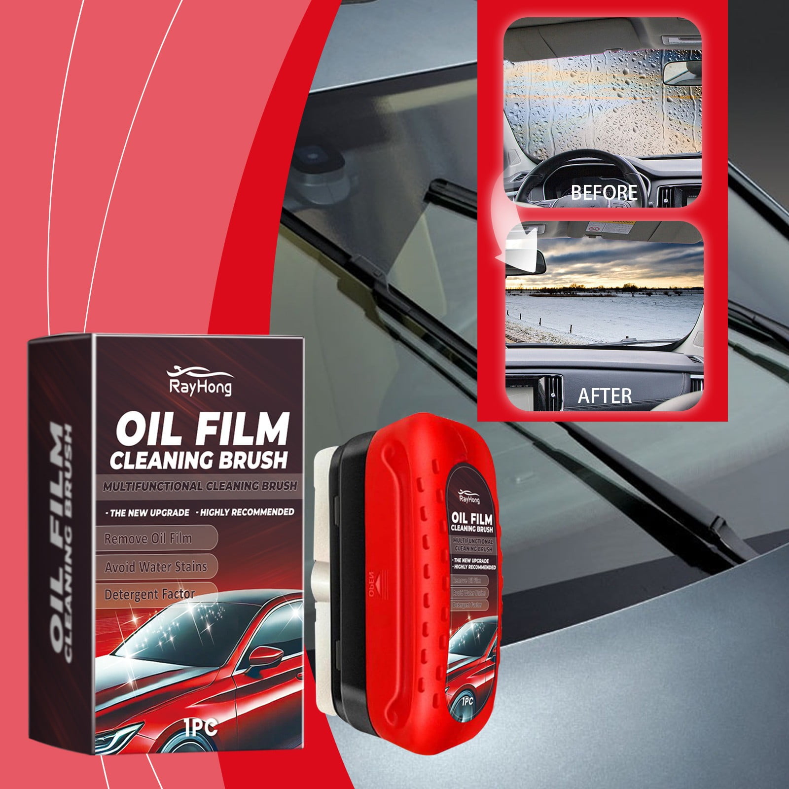 QianYing Windshield Cleaner Tool, 2024 New Efficient Car Glass Oil Film ...