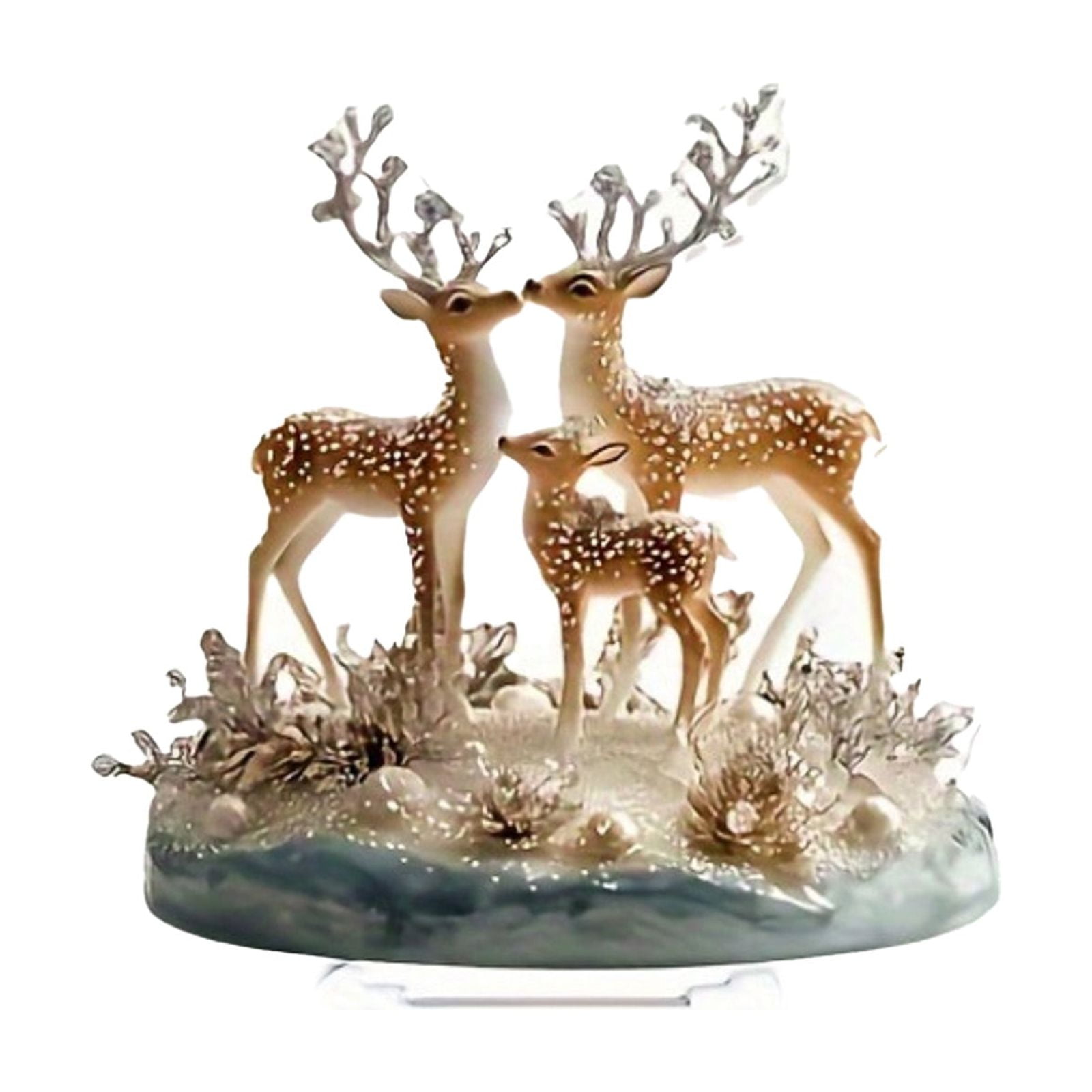QianZelle 2D Flat Decoration Deer Family Sculpture with Detailed Antler ...