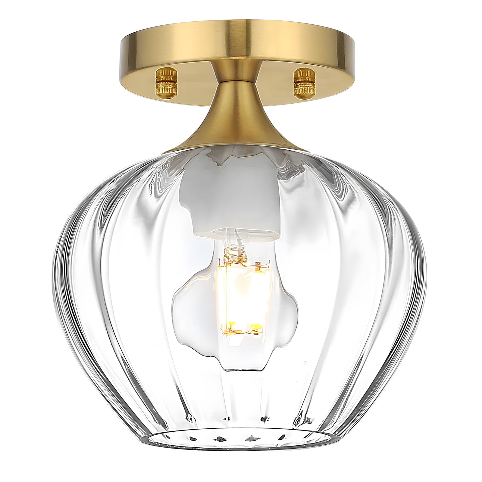 QianZhan Modern Glass Ceiling Light Fixture, 7" Glass Semi Flush Mount ...