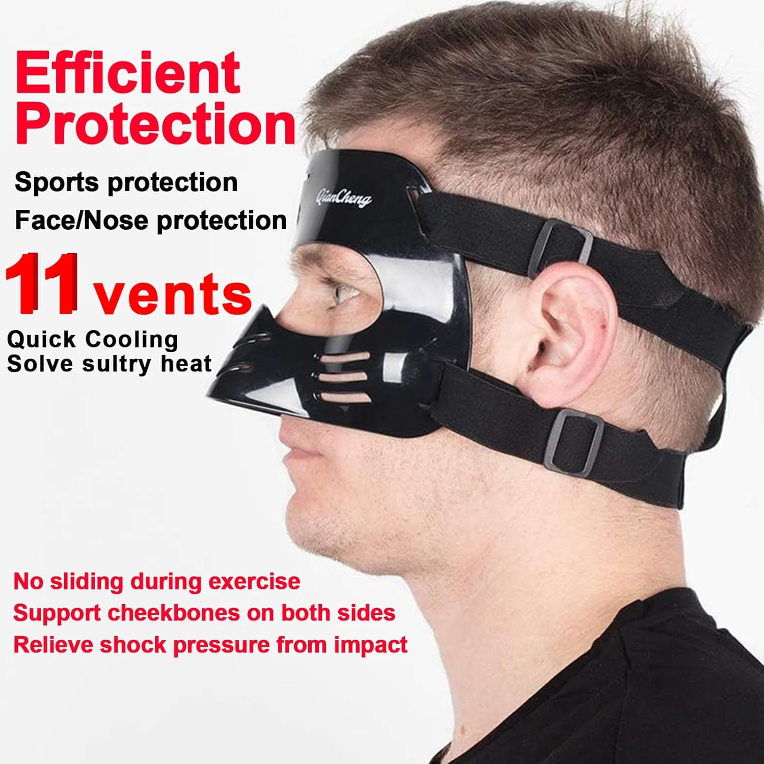 Qiancheng Nose Guard Face Shield for Broken Nose, Adjustable Face Guard ...