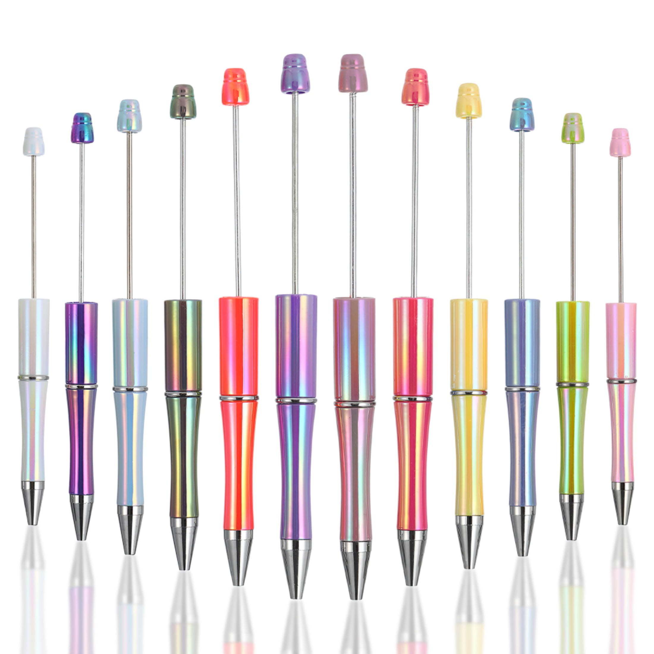 Qianfeng 12 Pcs Beadable Pens Gradient Holographic Barrel 1.0mm Tip ...