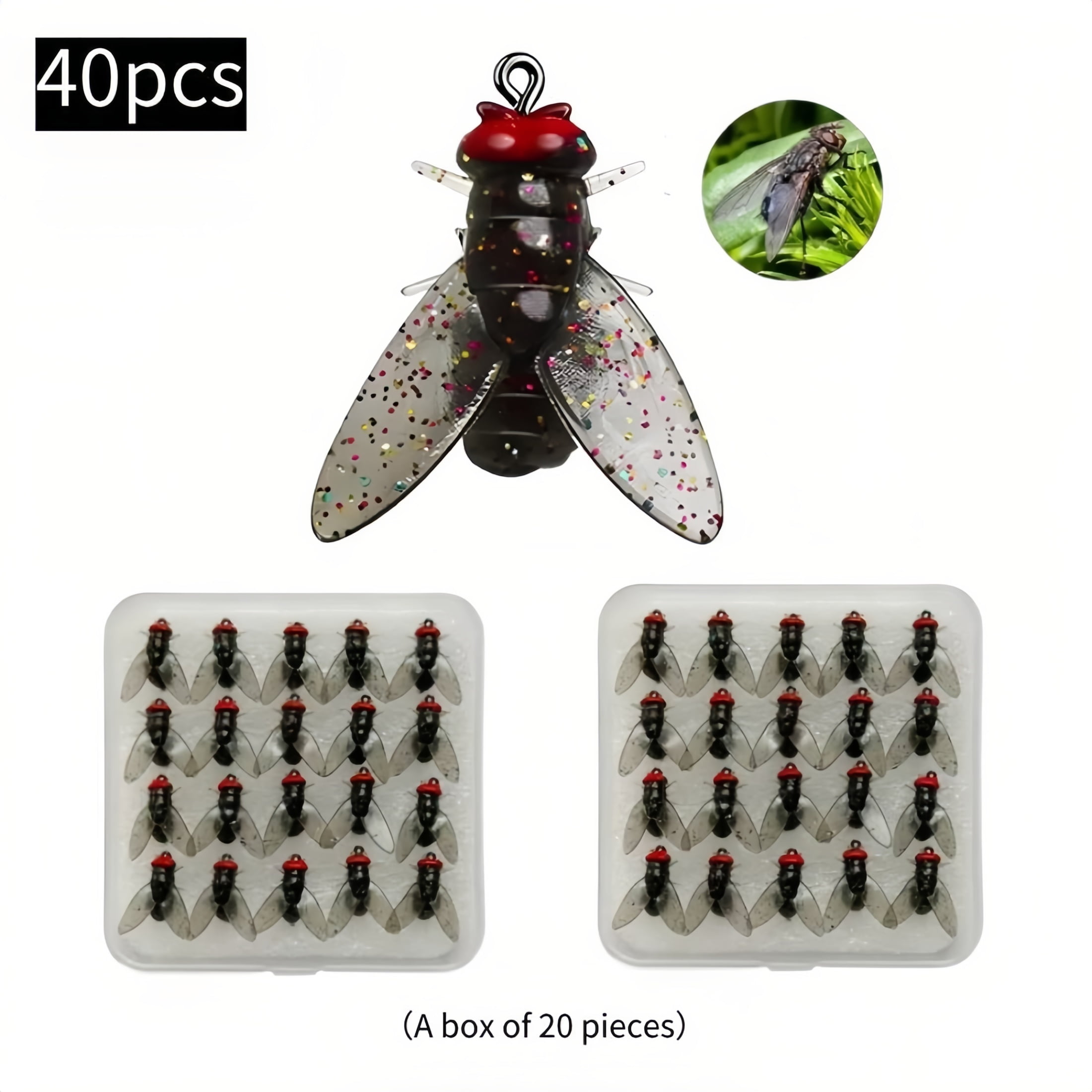 Qianfeng Fly Fishing Lures, Trout Flies Bait, 40 Pcs Simulate Fly ...
