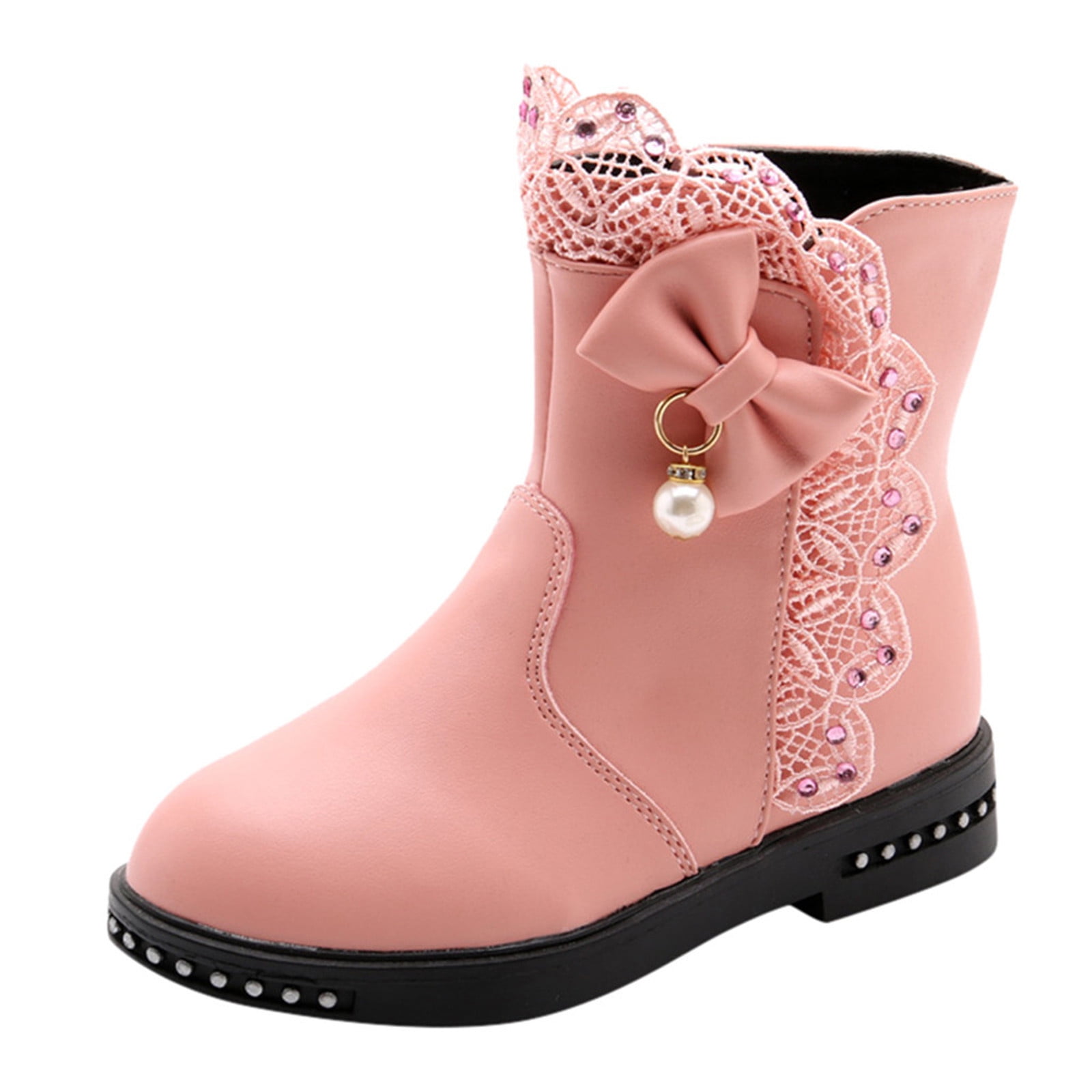 Qiangong Girls Boots Children Shoes Thick Heel Short Boots Warm Leather ...