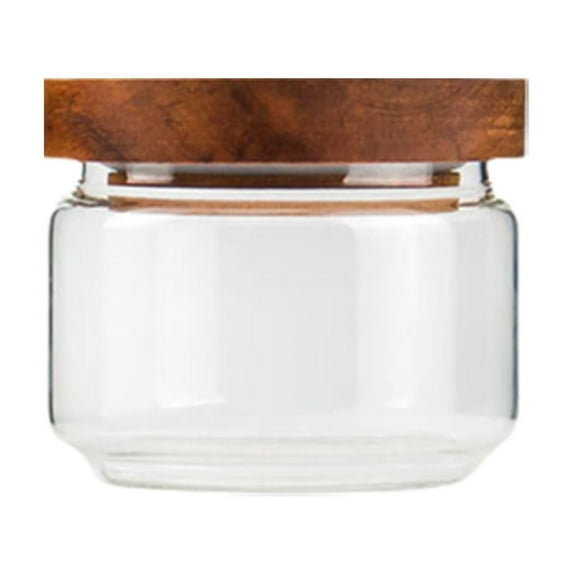 Qiangzon Glass Airtight Bottle with Wood Lid – Tea Food Jar Container ...