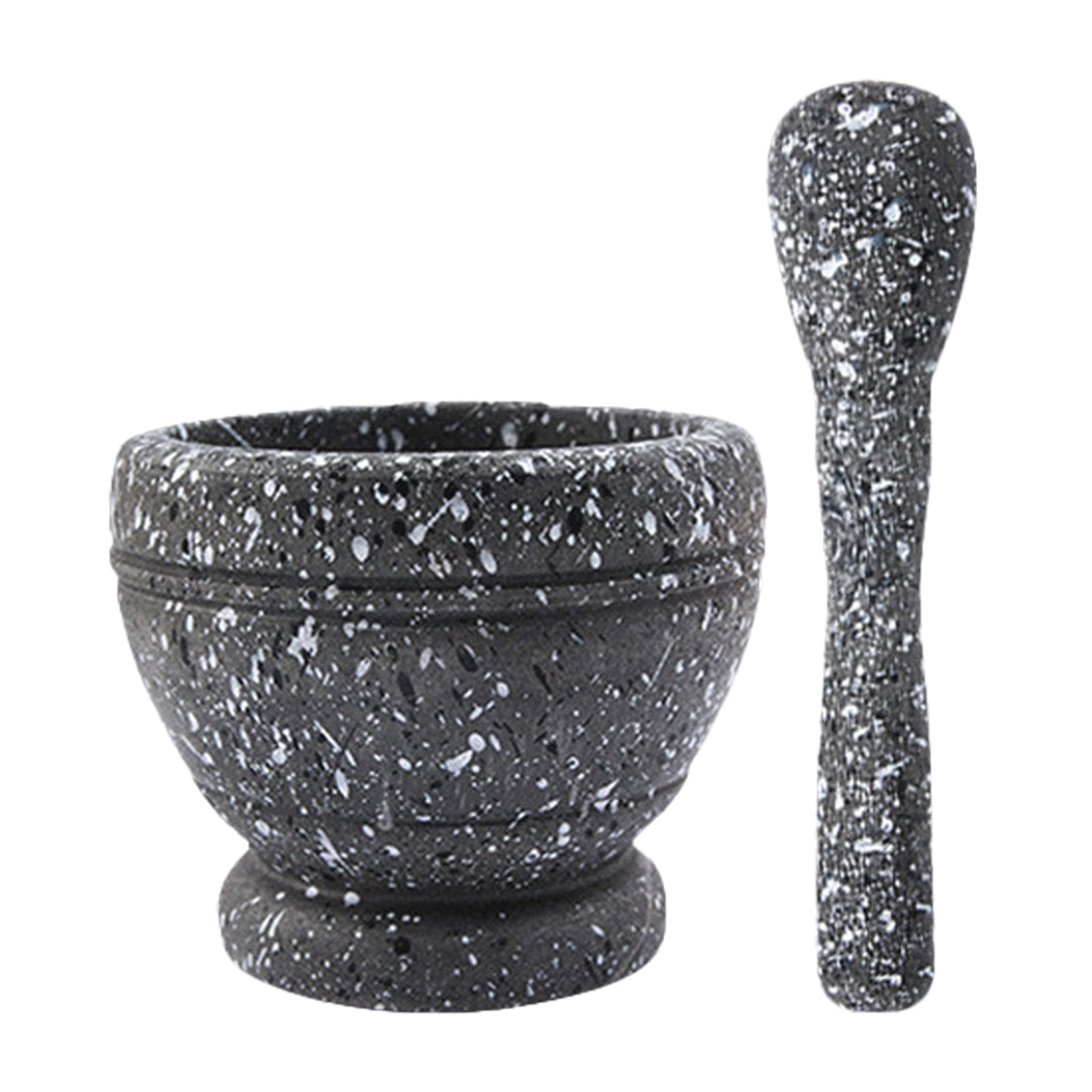 Qiangzon Natural Wooden Pestle and Mortar Set, 6.7 Inch Stone Cup and ...