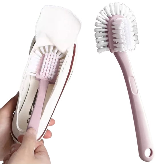 Qiangzon Pink Shoe Cleaning Brush Multi Sided Long Handle Laundry Scrub ...