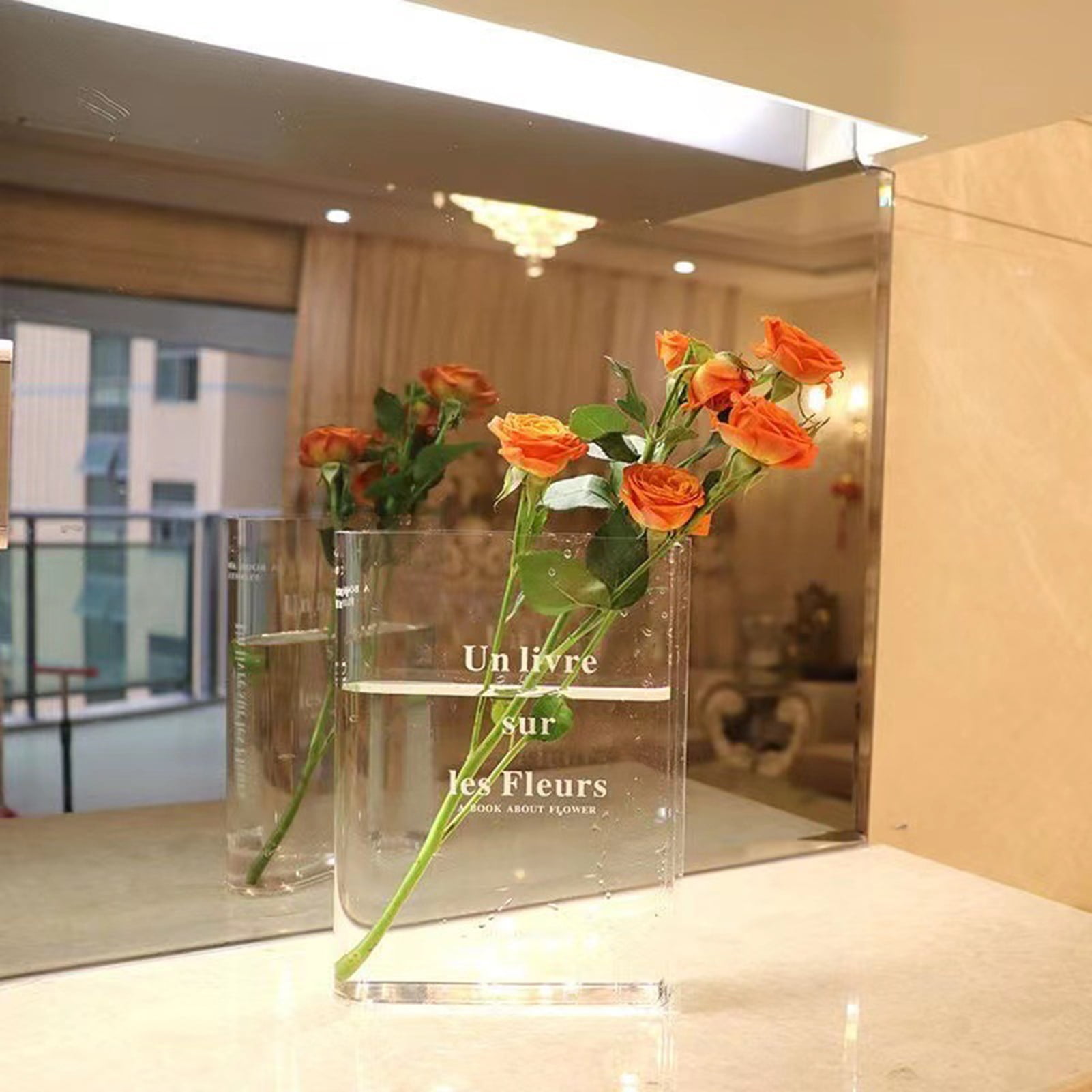 Qianha Mall Book Flower Vase Clear - 8 Inch Acrylic Clear Book Flower ...