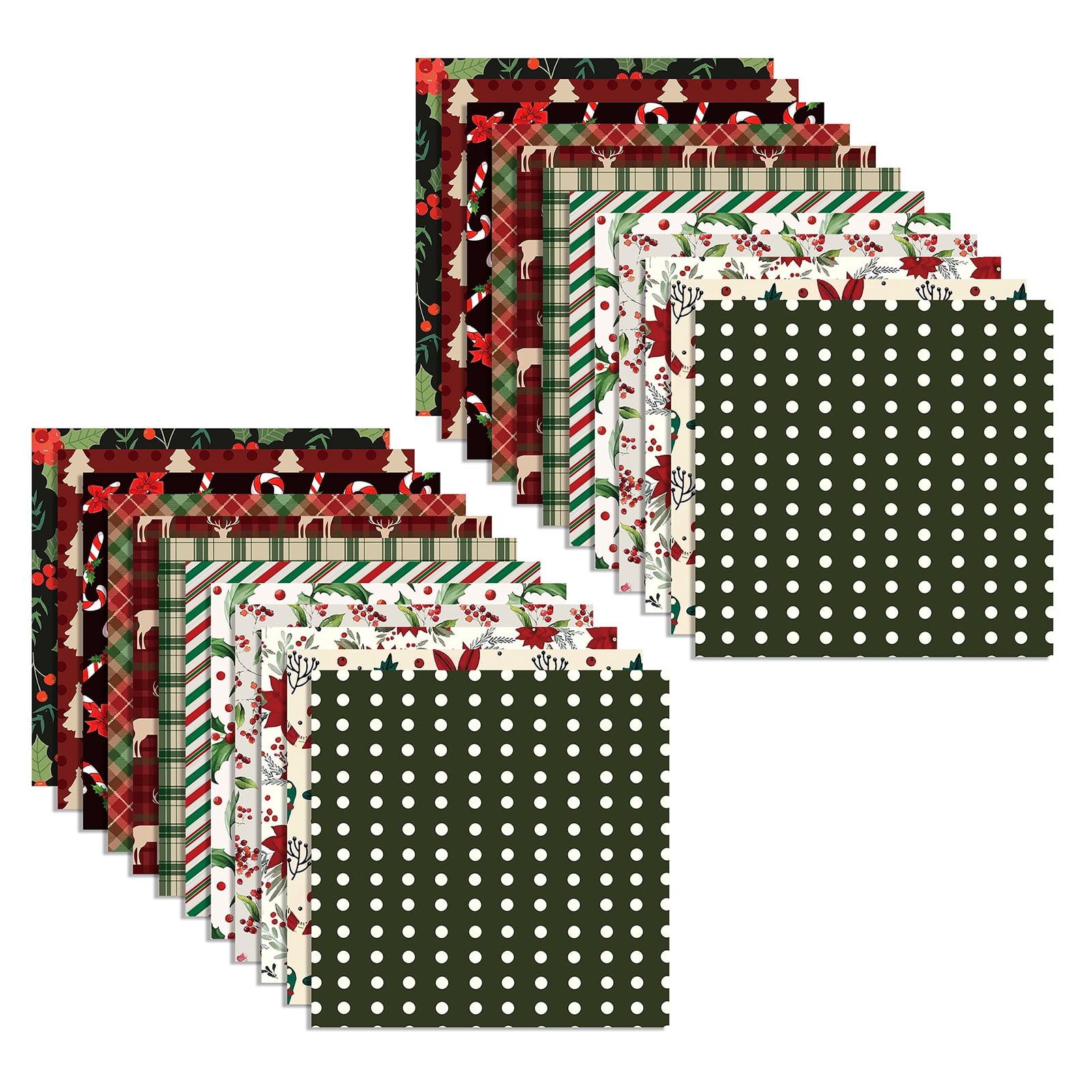 Qianha Mall Christmas Pattern Cardstock 24pcs/set Double-sided Merry ...