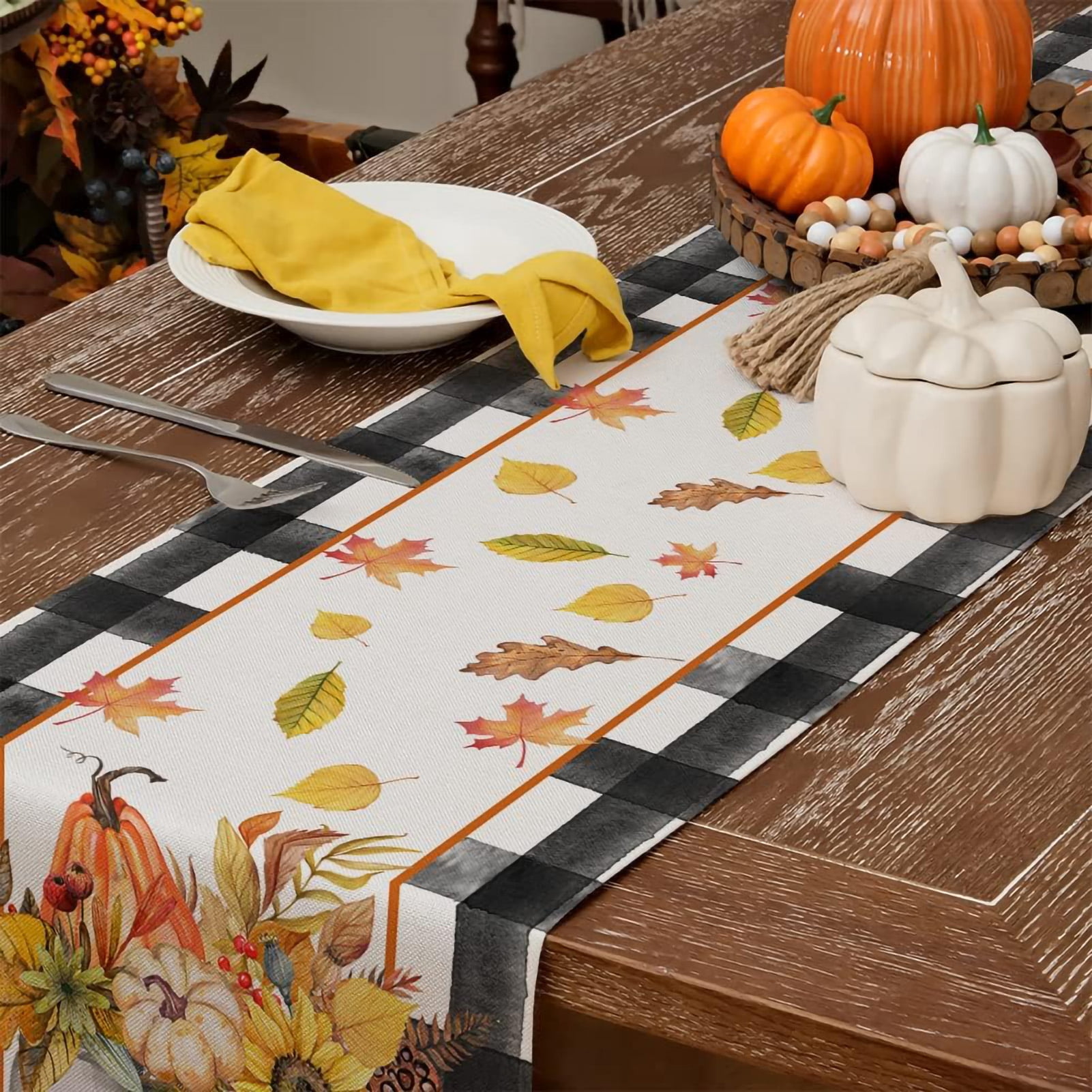 Qianha Mall Halloween Table Runner Fall Harvest Festival Table Runner ...
