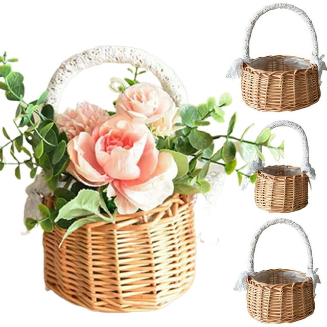 Qianha Mall Wedding Woven Flower Basket Flower Girl Basket Wicker Woven ...