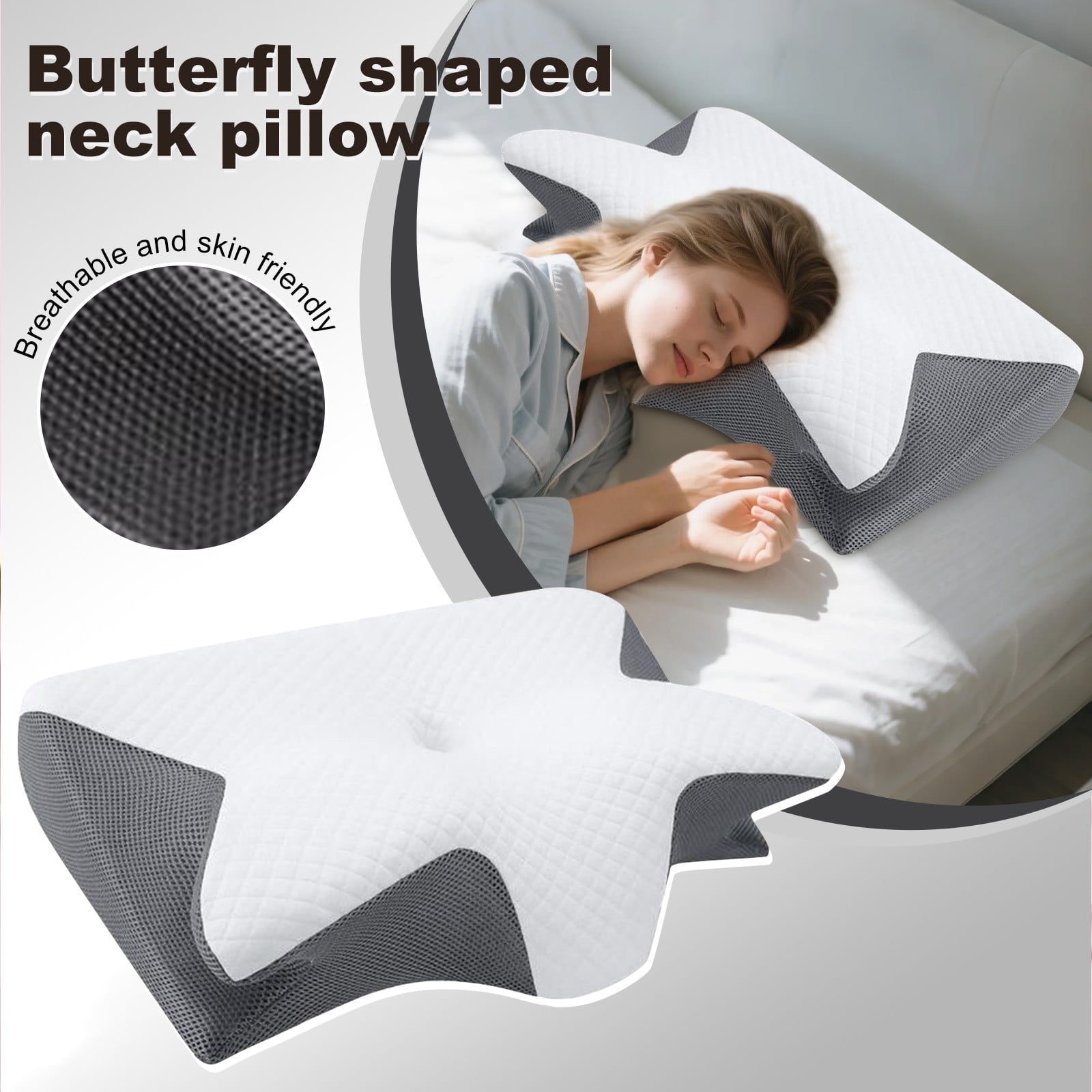 Qianvly Comfortable Memory Foam Pillow, Ergonomically Designed Sleep ...