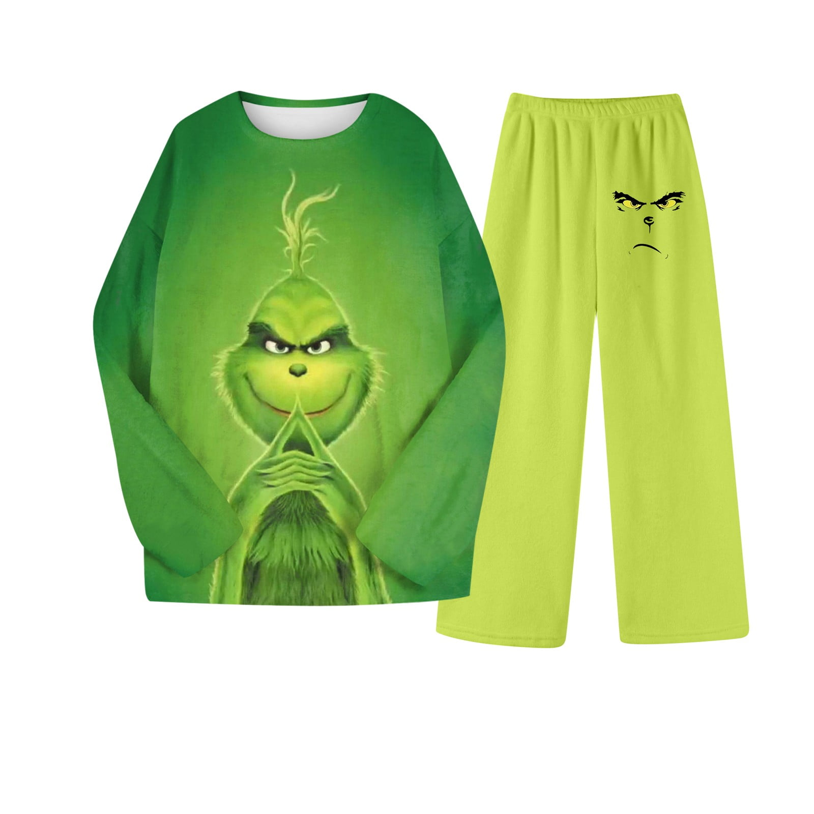 Qianvly Grinch Pajamas for Men,Cozy Kids' Green Fleece Pajama Set with ...