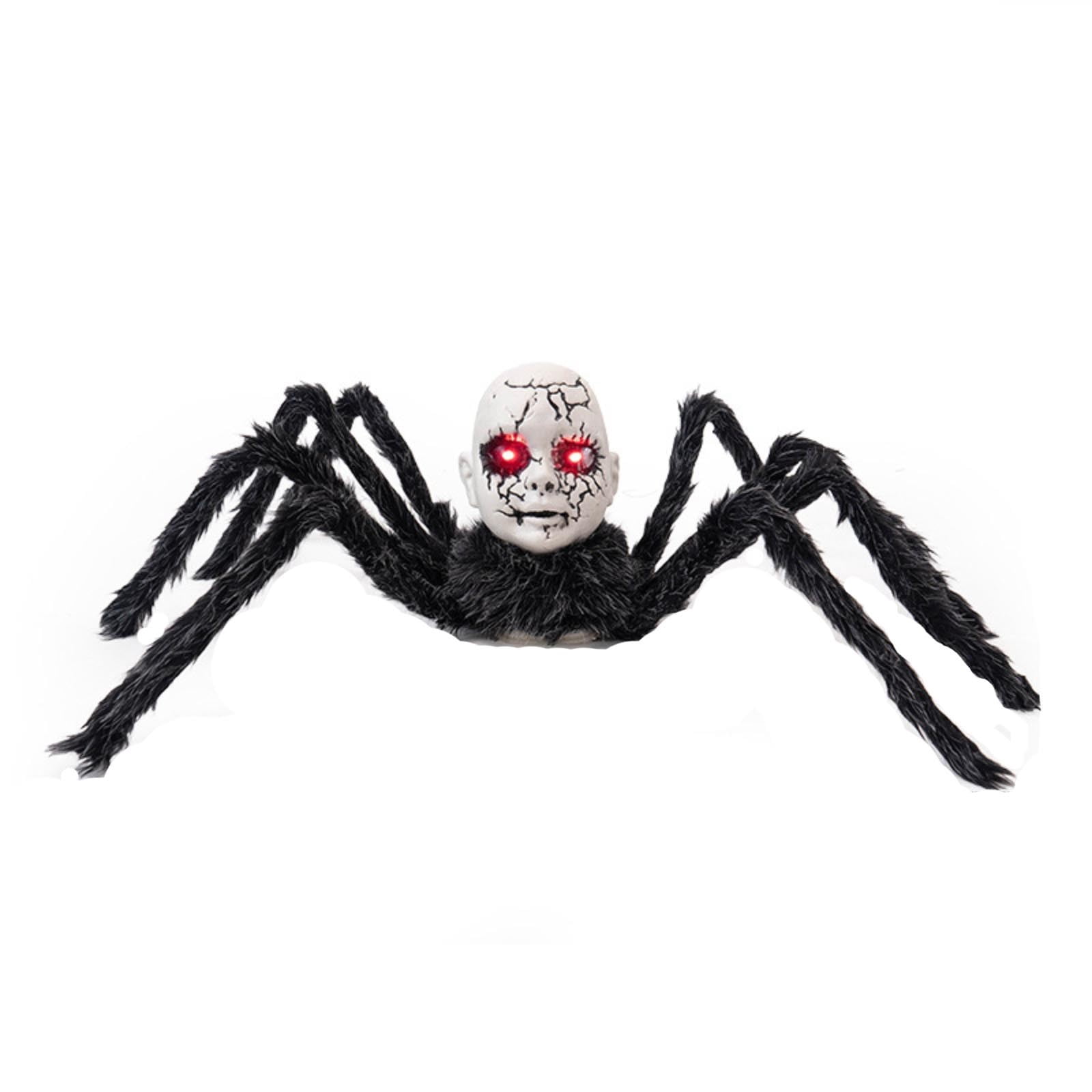 Qianvly Halloween Animated Creepy Spider Decoration with Glowing Red ...