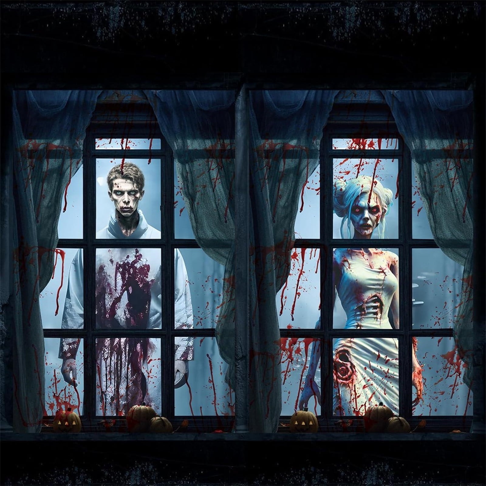 Qianvly Halloween Window Curtains Decorations,31.5"x47.2" Halloween ...