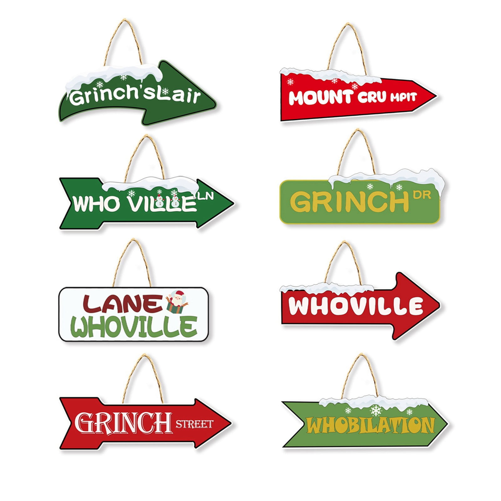 Qianvly Hanging Grinch Outdoor,Festive Holiday Directional Signs Set 'S ...