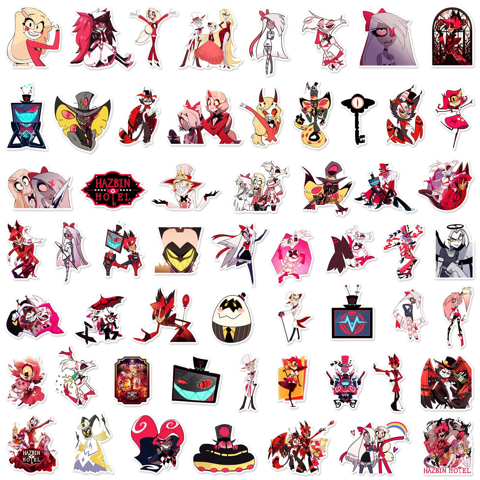 Qianvly-Hazbin Hotel Stickers:56PCS Stickers Female Decal Decorate ...