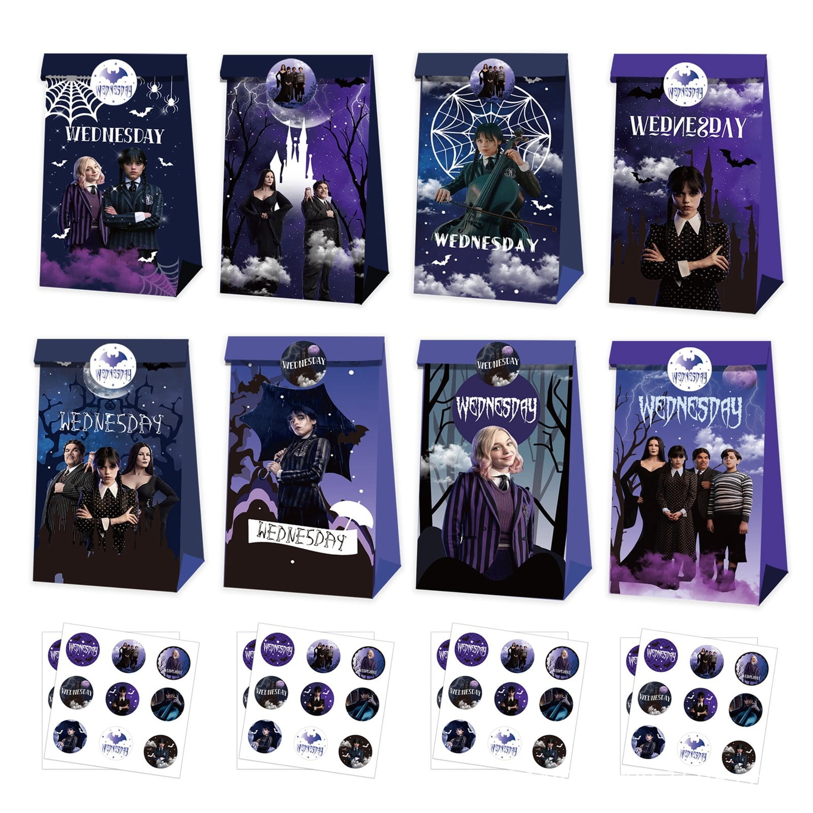Qianvly Wednesday Addams Birthday Decorations , Party Gift Bags with ...